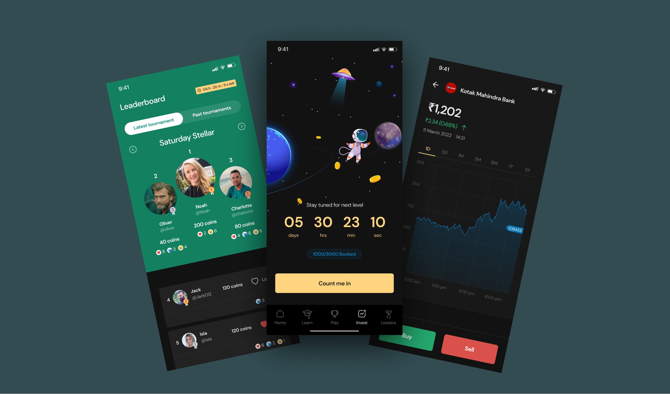 UI UX design case study: Stock market learning app