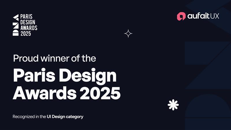 Aufait UX Wins 2025 DNA Paris Award for UI Design Excellence